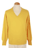 Women's V-neck Pure Cashmere Sweater, 2-ply, Yellow Color.