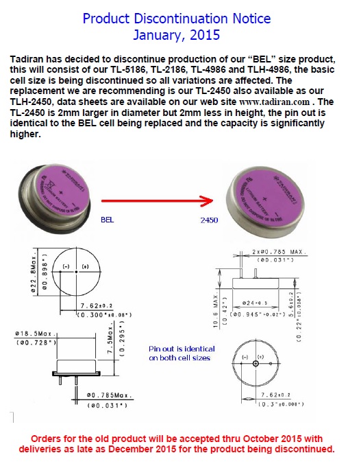 GE Fanuc Series 5 - Tadiran TL-5186 Battery