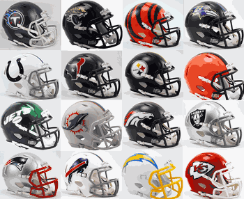 AFC Set of 16 Replica Speed Mini Helmets - NFL Riddell Replica Mini ...