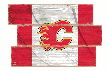 Calgary Flames American Flag 3 Plank - Home Decor