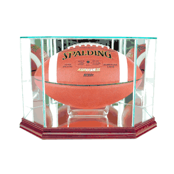 Perfect Cases Octagon Football Display Case - Cherry - Football Cases