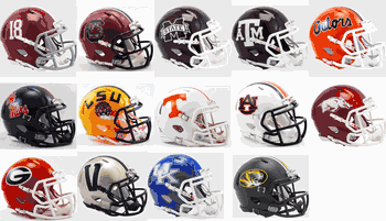 Riddell Set of 14 SEC Mini SPEED Replica Helmets - Riddell NCAA Replica ...