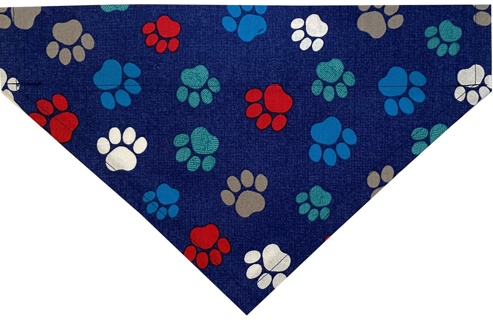 Dog Collar Bandana - Blue Large Paws