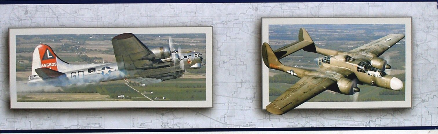 WWII Aircraft Wallpaper Border FJ770b CLEARANCE!! QUANTITIES LIMITED!!