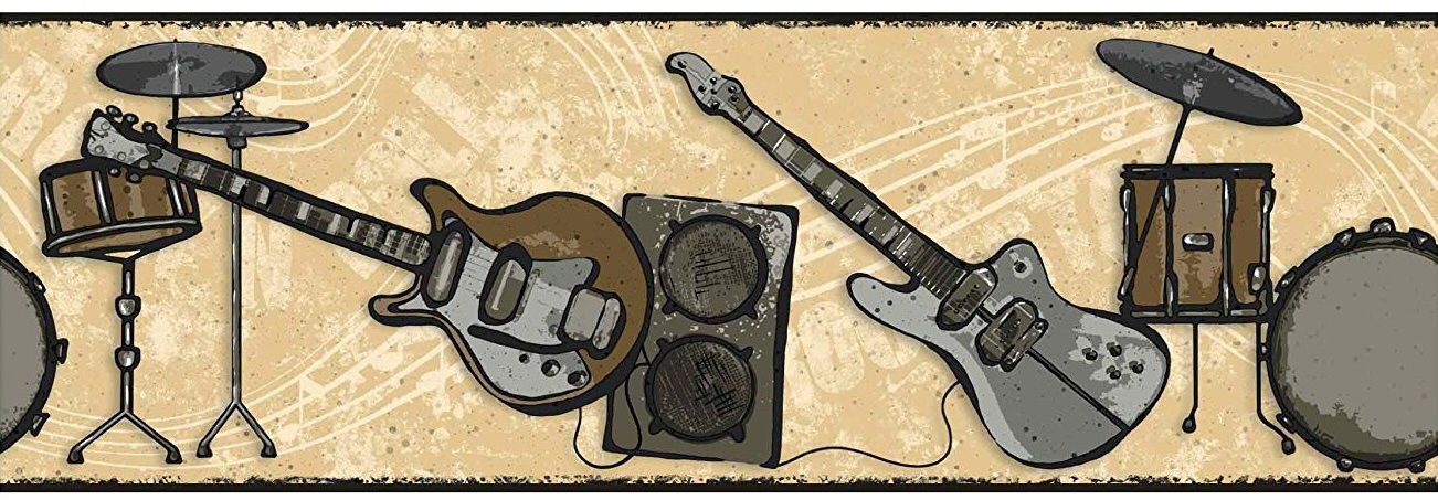Rock N Roll Guitar Music Wallpaper Border BG1677b CLEARANCE ...