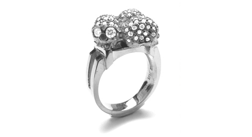Morphine Threesome Ring 18K White Gold with Pave Diamonds