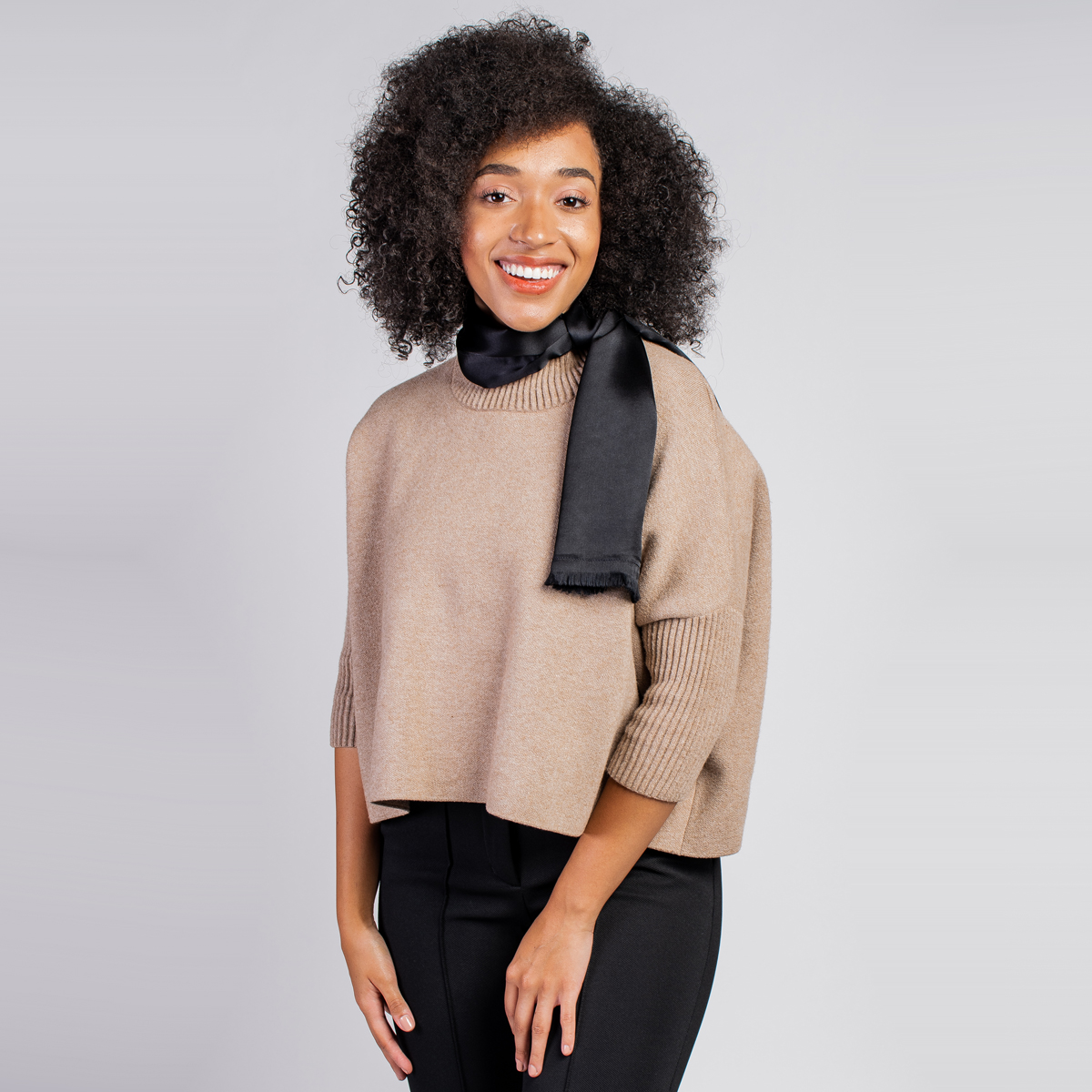 Black Silk Aviator Scarf