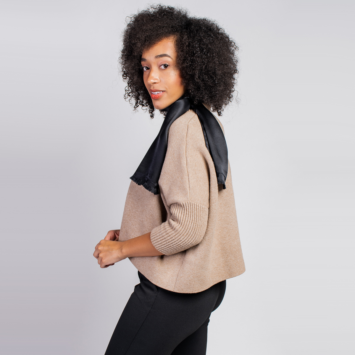 Black Silk Aviator Scarf