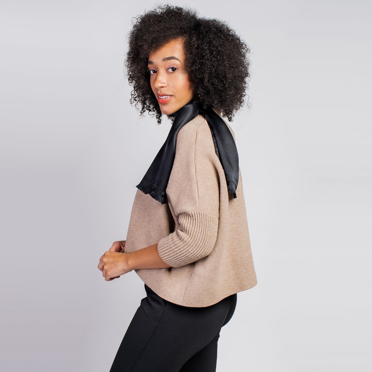 Black Silk Aviator Scarf