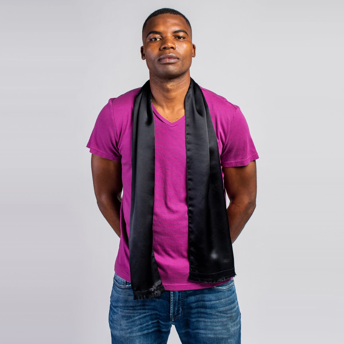 Black Silk Aviator Scarf