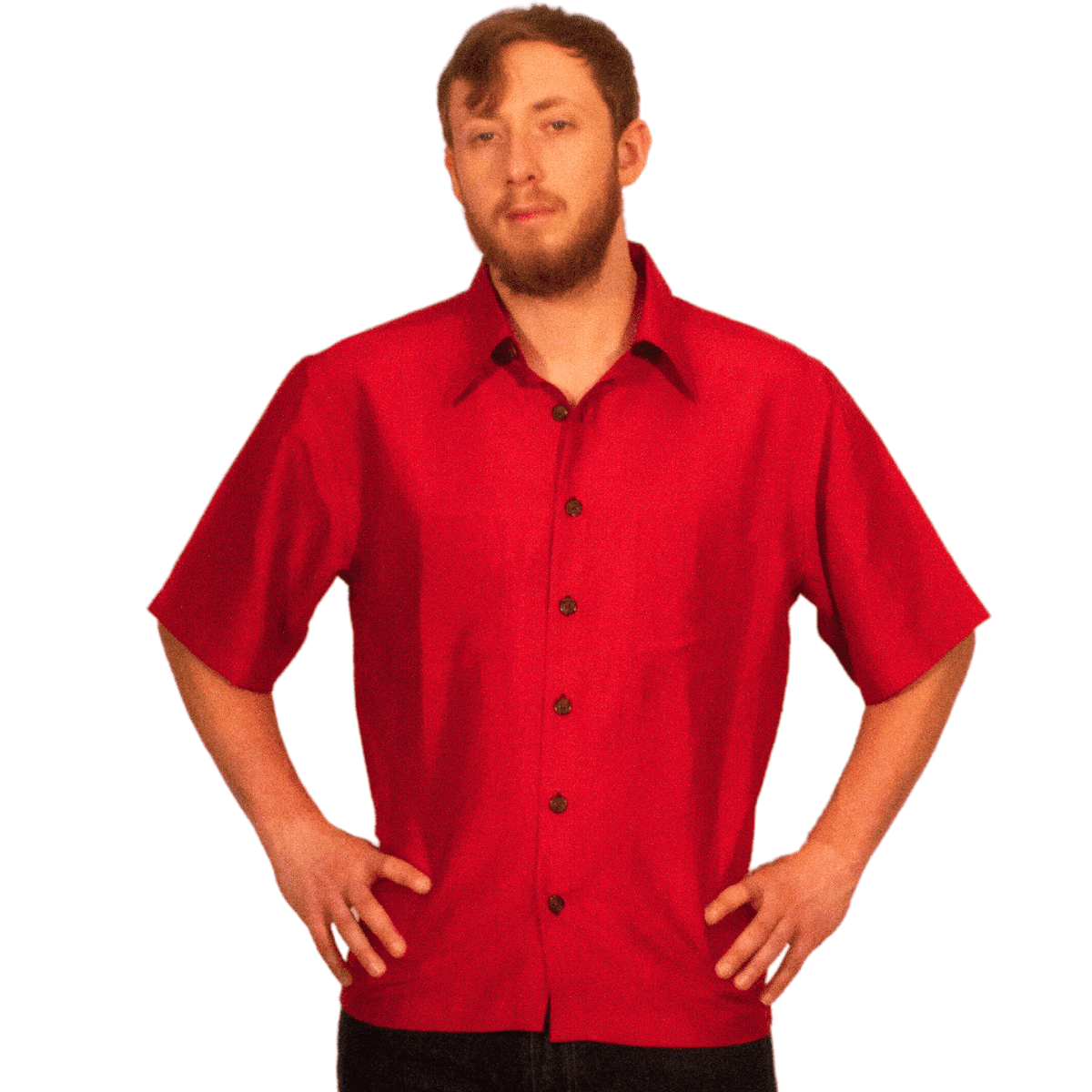 Men’s Red Silk Camp Shirt