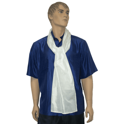 Long White Silk Scarf