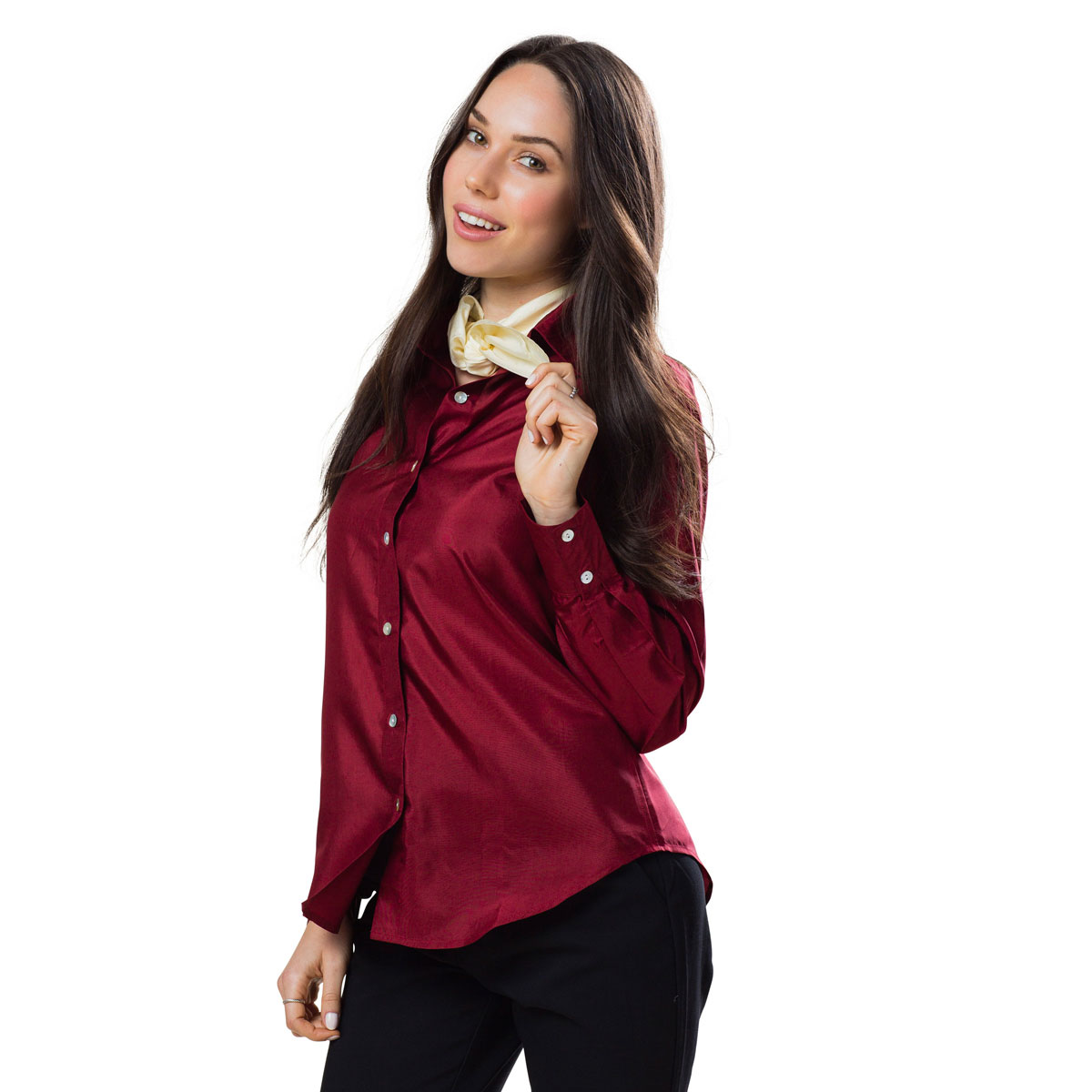 Fabulous Maroon Silk Button-Down Shirt|Royal Silk