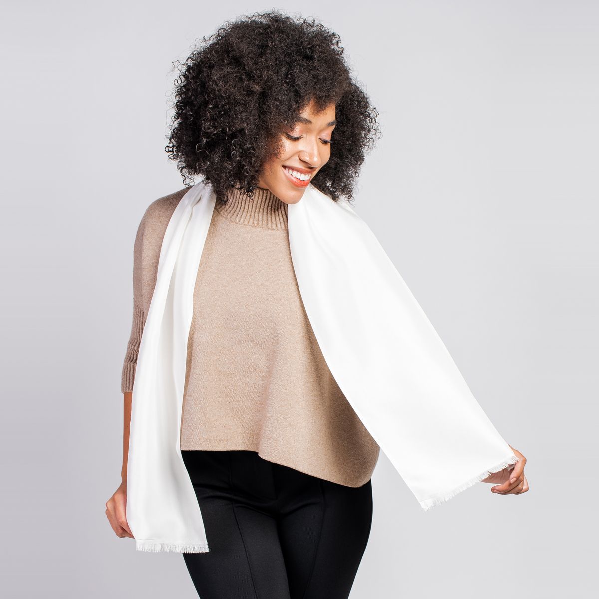 Off-White Silk Aviator Scarf