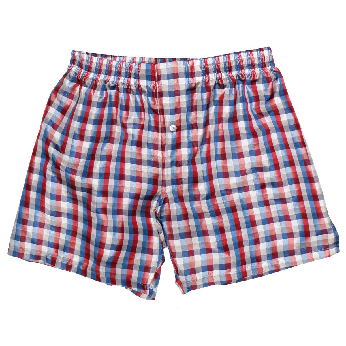 Red White Blue Checks Men’s Silk Boxers