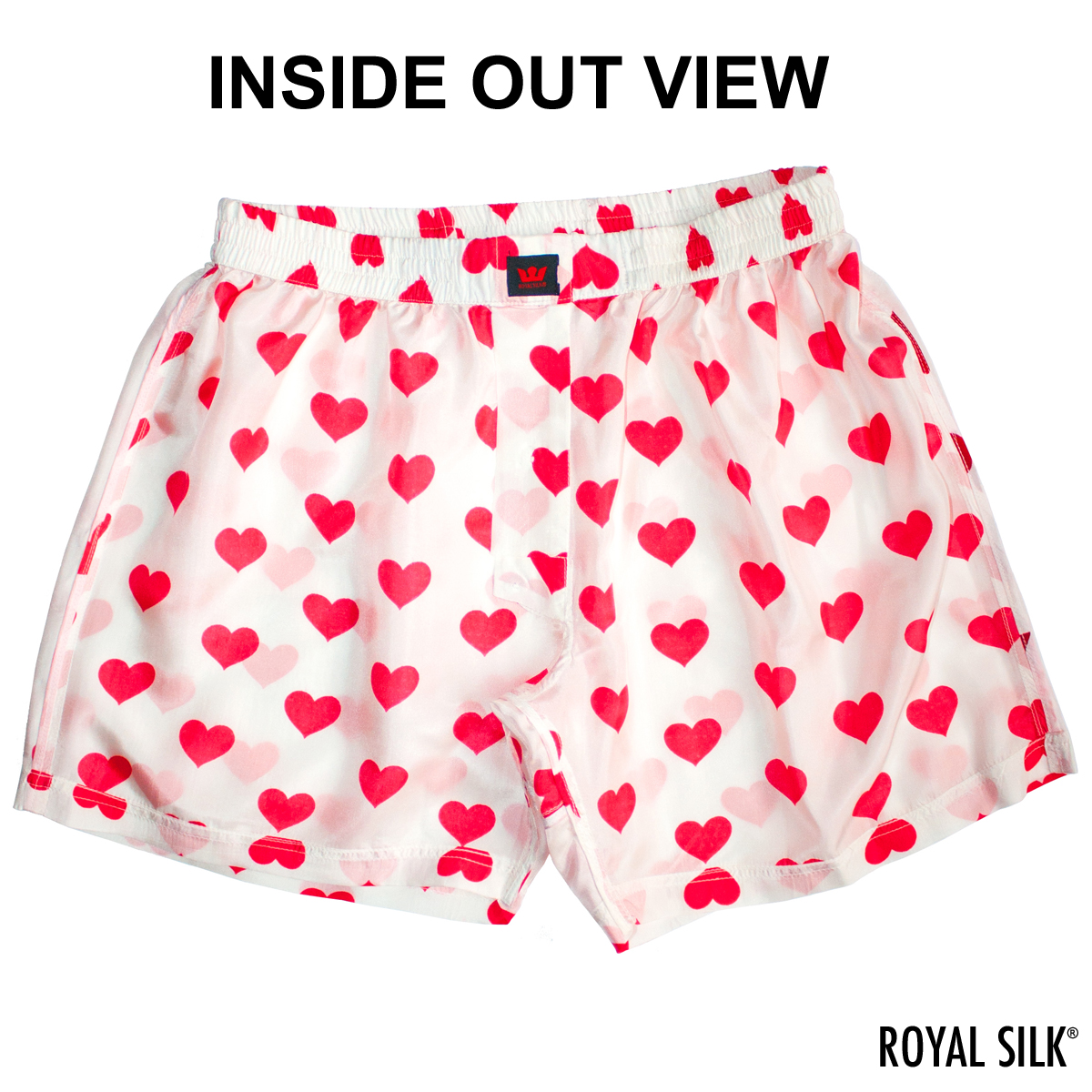 White Silk Hearts Men's Boxers