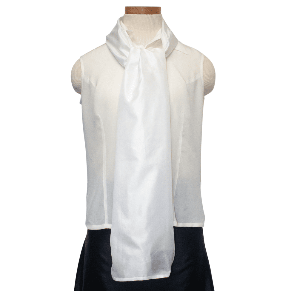 Women’s Long White Silk Scarf, 14” x 72”