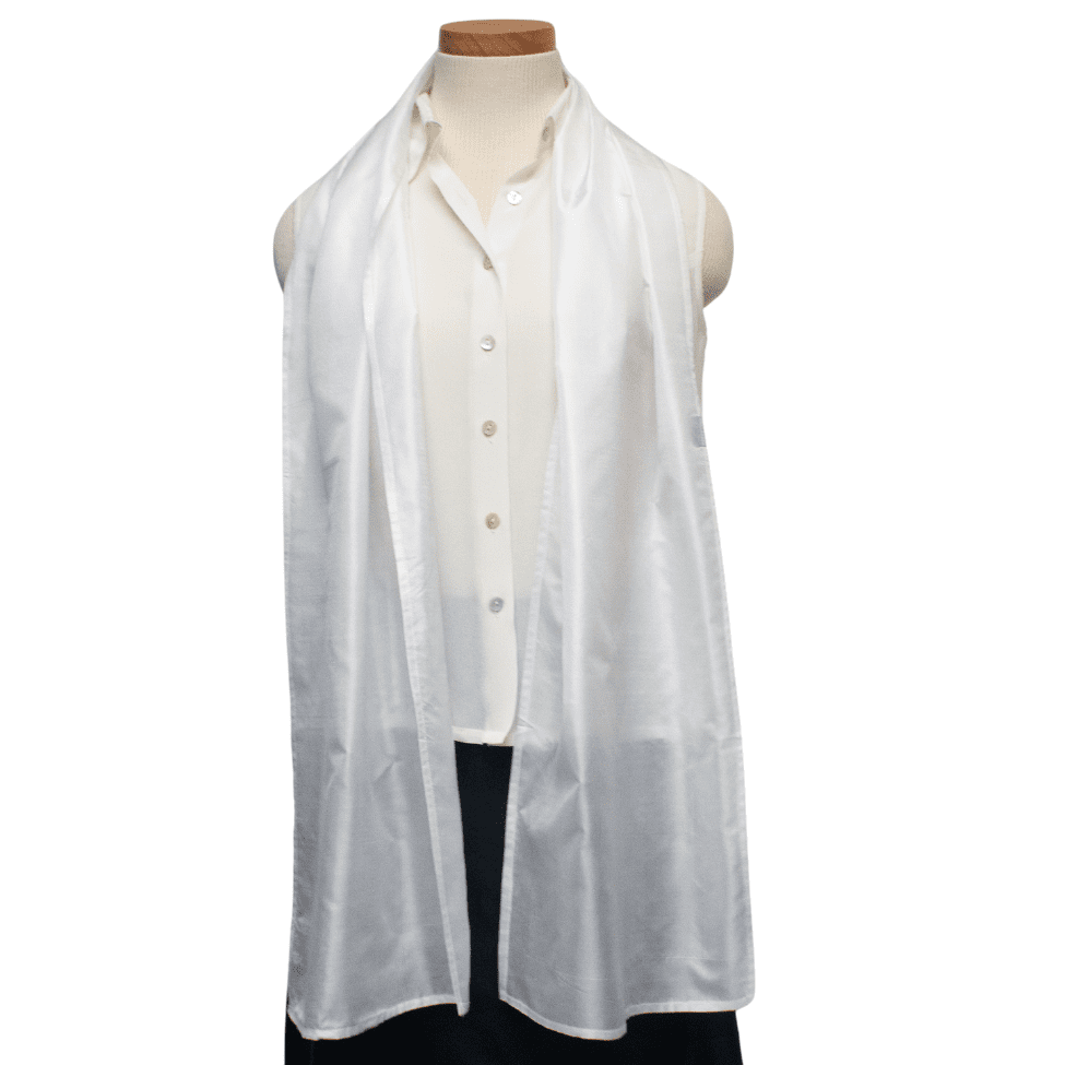 Women’s Long White Silk Scarf, 14” x 72”
