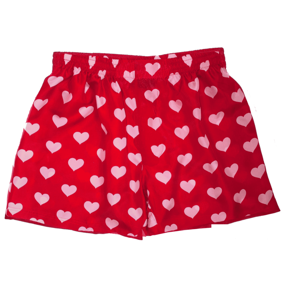 Women’s Red Silk Heart Boxers