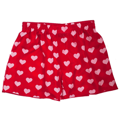 Women’s Red Silk Heart Boxers
