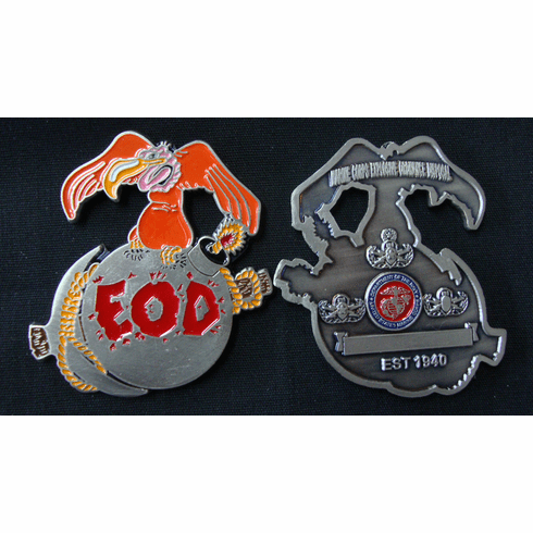 Marine Corps EOD Challenge Coin - Buzzard, Bomb and Pick
