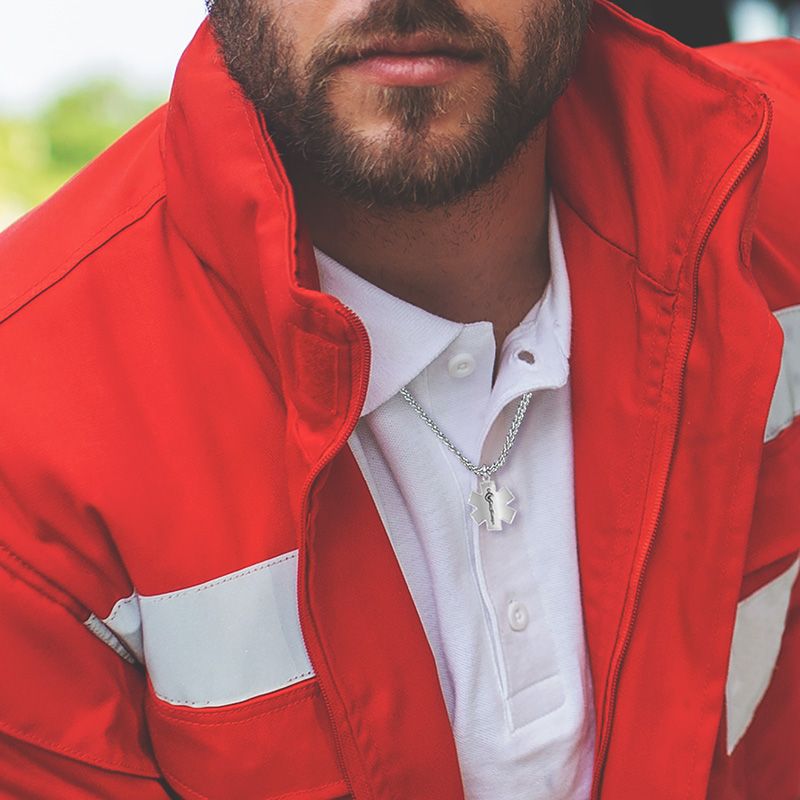 1-1/16 Inch Sterling Silver EMT Caduceus with Bright Accents Medal and ...