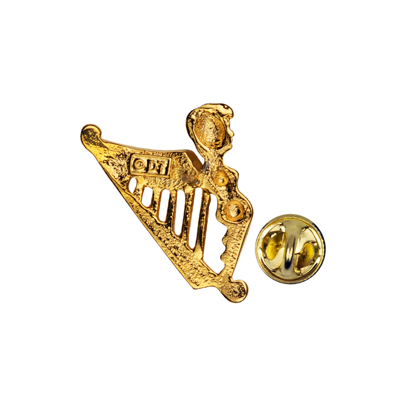 1-1/8 x 1 Inch Gold Hibernia Harp Lapel Pin