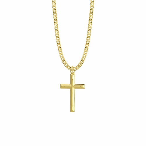 1-3/16 Inch 18KT Gold Plated Over Sterling Silver Beveled Inner Cross ...
