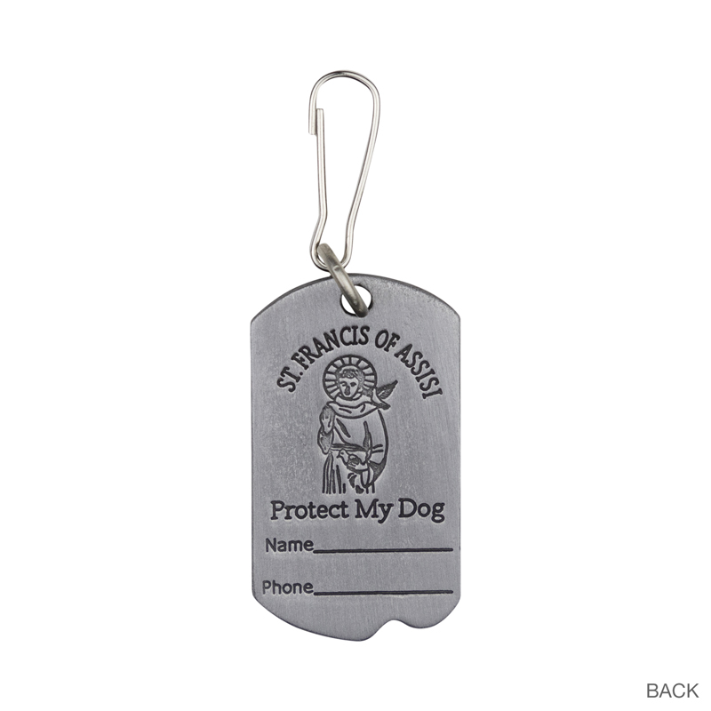 1-5/8 Inch Pewter Bulldog and St. Francis Dog Tag