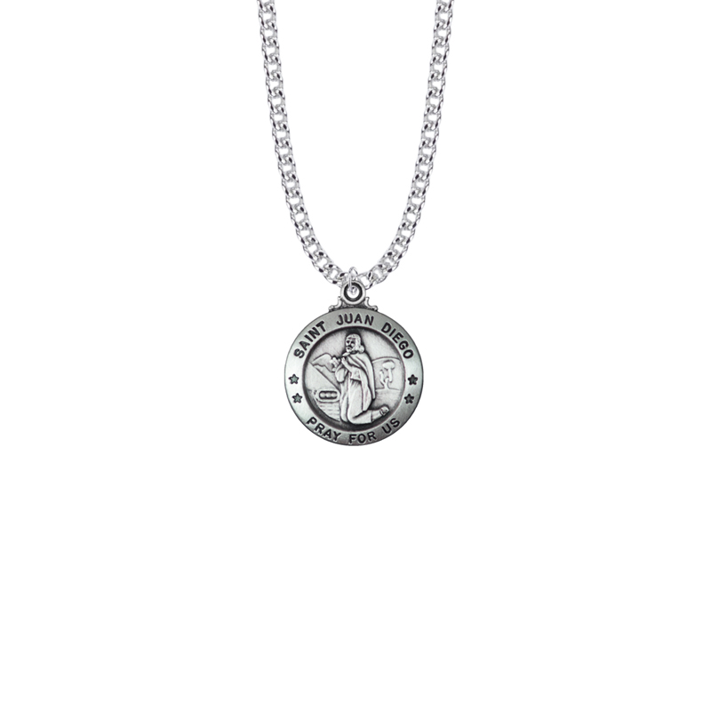 15/16 Inch Sterling Silver Large Round St. Juan Diego Medal, Patron ...