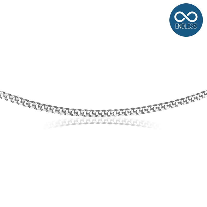 24 Inch Stainless Steel Rhodium Plated Curb Endless Necklace Chain
