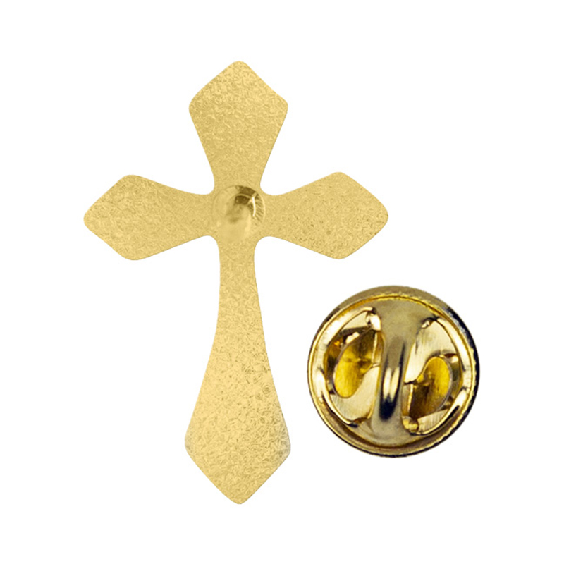 3/4 x 1/2 Inch Gold and Enameled Pointed Ends Cross Lapel Pin