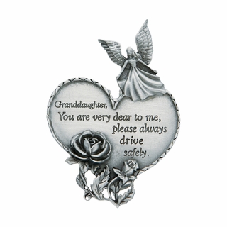 3-7/8 x 1-7/8 Inch Pewter Granddaughter "Drive Safely" Heart and Angel ...