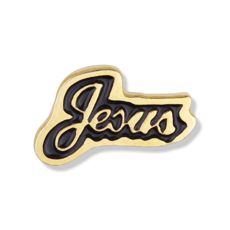 3/8 x 5/8 Inch Gold Enameled Jesus Lapel Pin