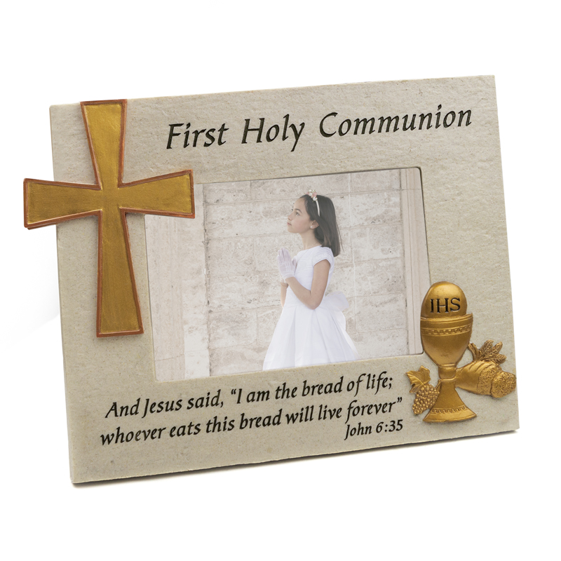 8-3/4 x 6-3/4 Inch Stone Resin First Holy Communion Photo Frame-Holds 4 ...
