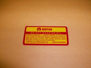 Air Cleaner Service Decal 361 383 340