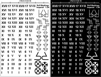 Hull Markings, 1:24 Scale, Imperial Style