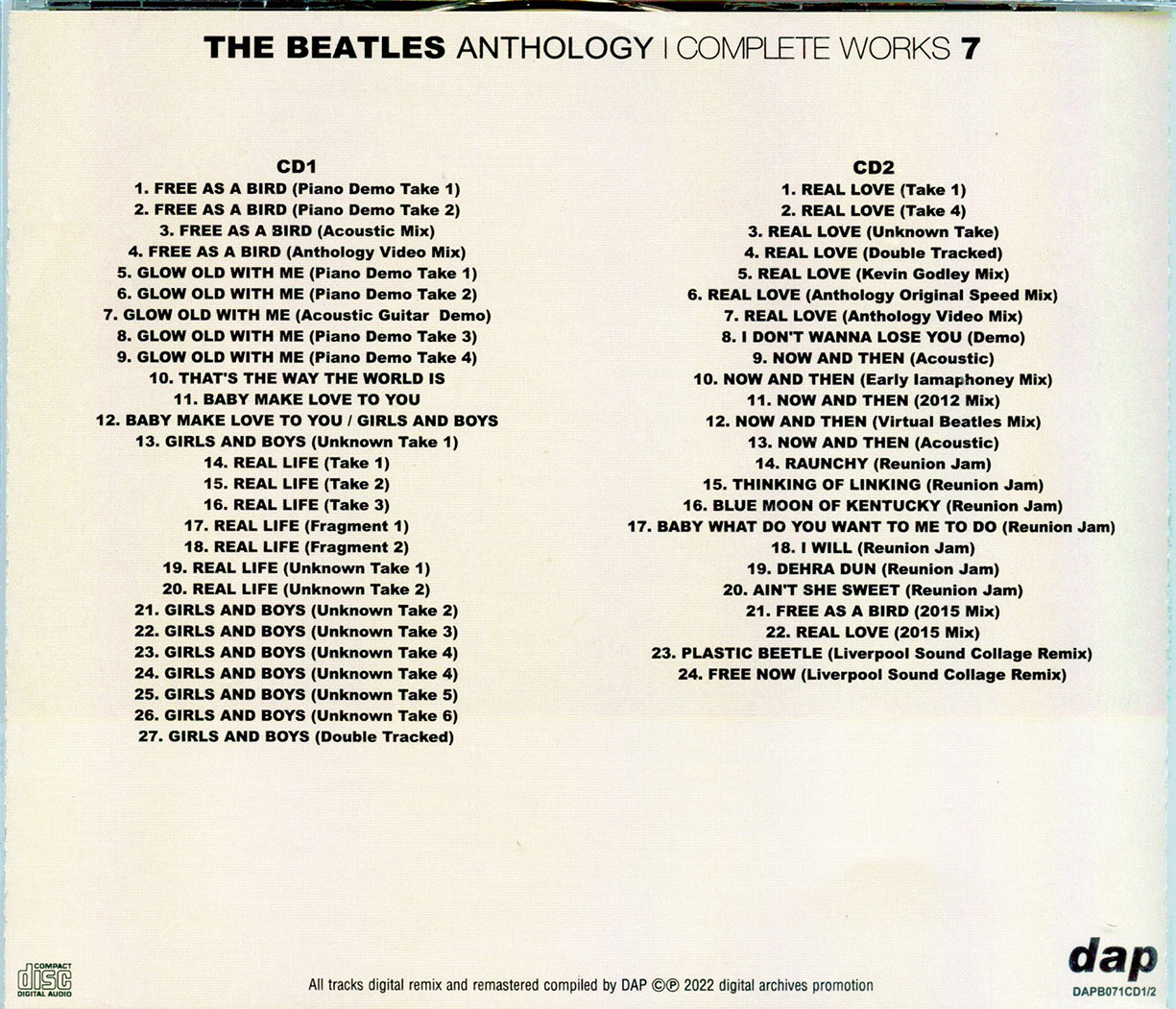 Beatles (2/Cd) Anthology Complete Works Vol. 7