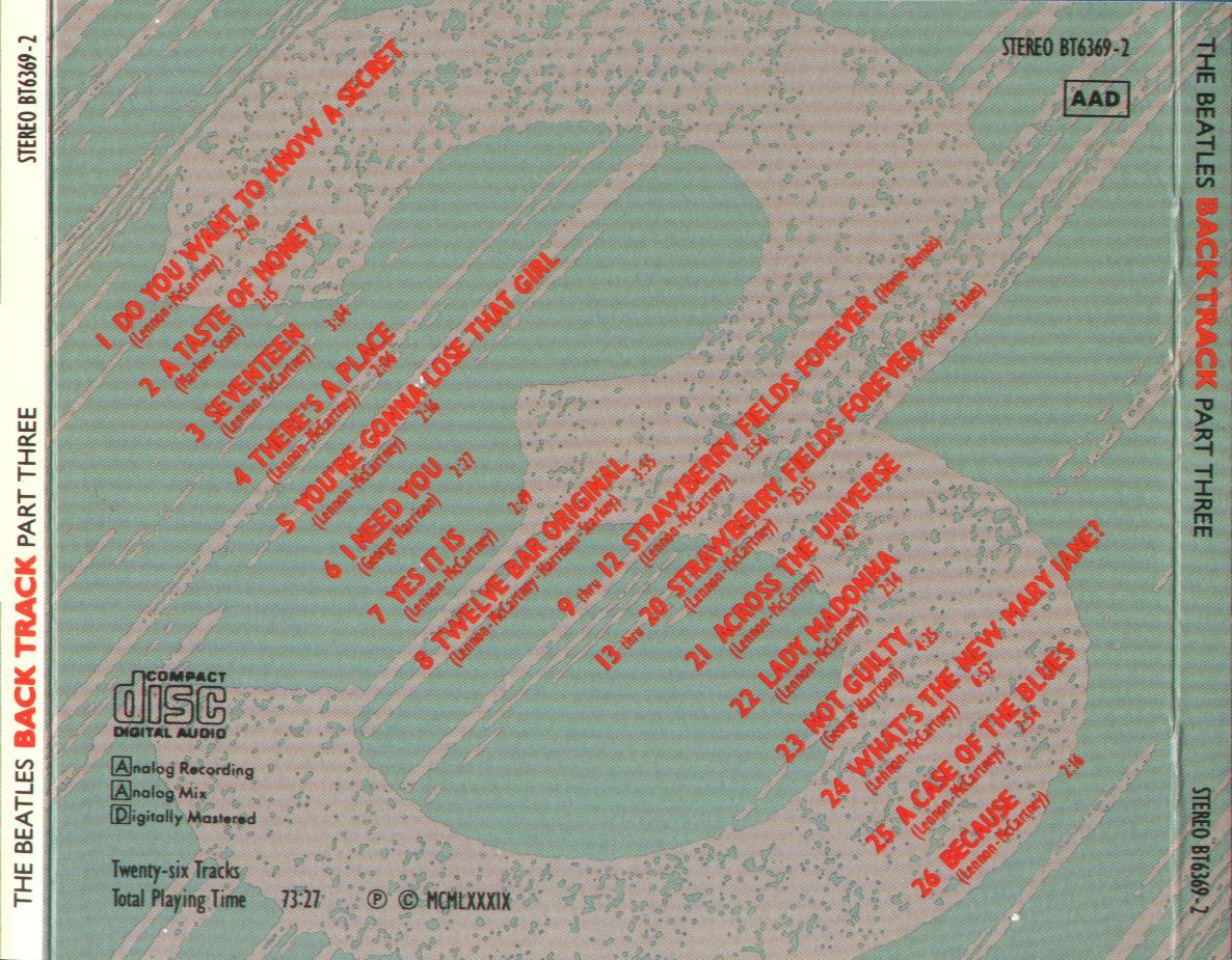 Beatles Cd - Back-Track Part 3