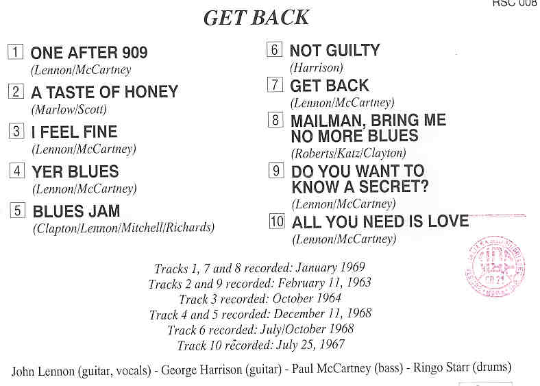 Beatles Cd - Get Back