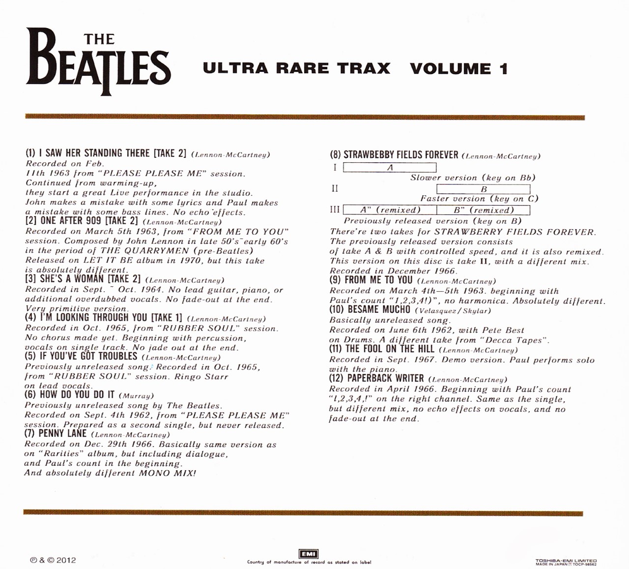 Beatles Cd - Ultra Rare Trax Vol 1