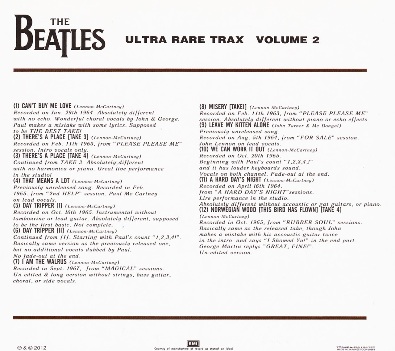 Beatles Cd - Ultra Rare Trax Vol 2