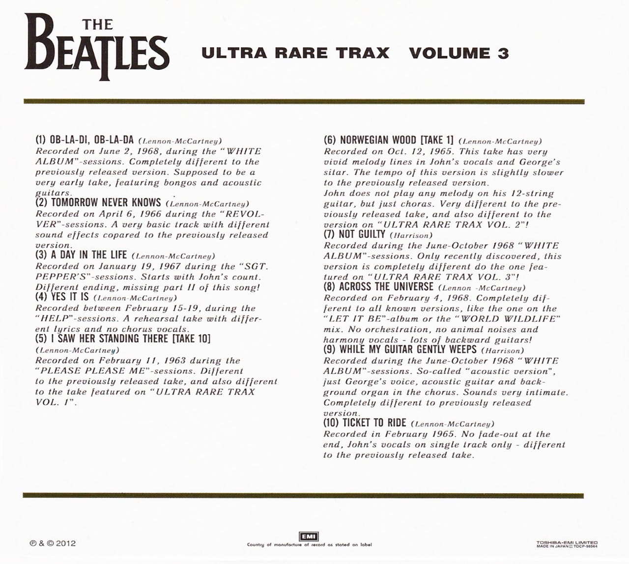 Beatles Cd - Ultra Rare Trax Vol 3