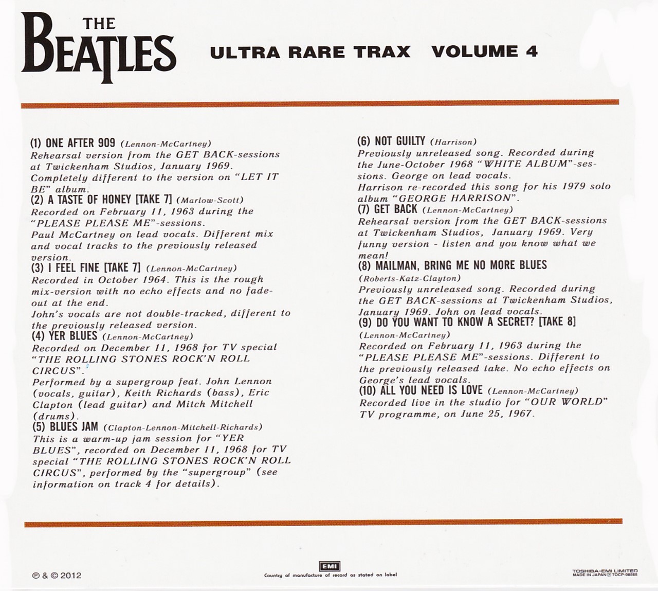 Beatles Cd - Ultra Rare Trax Vol 4