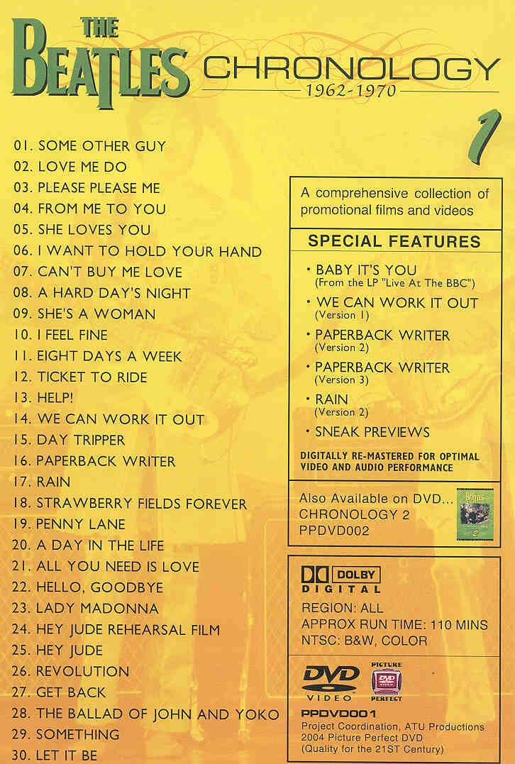 Beatles Dvd - Chronology Vol 1