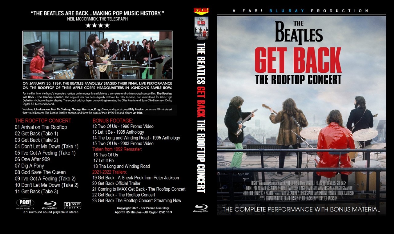BEATLES DVD -GET BACK THE ROOFTOP CONCERT - REMASTERED EDITION BLU-RAY