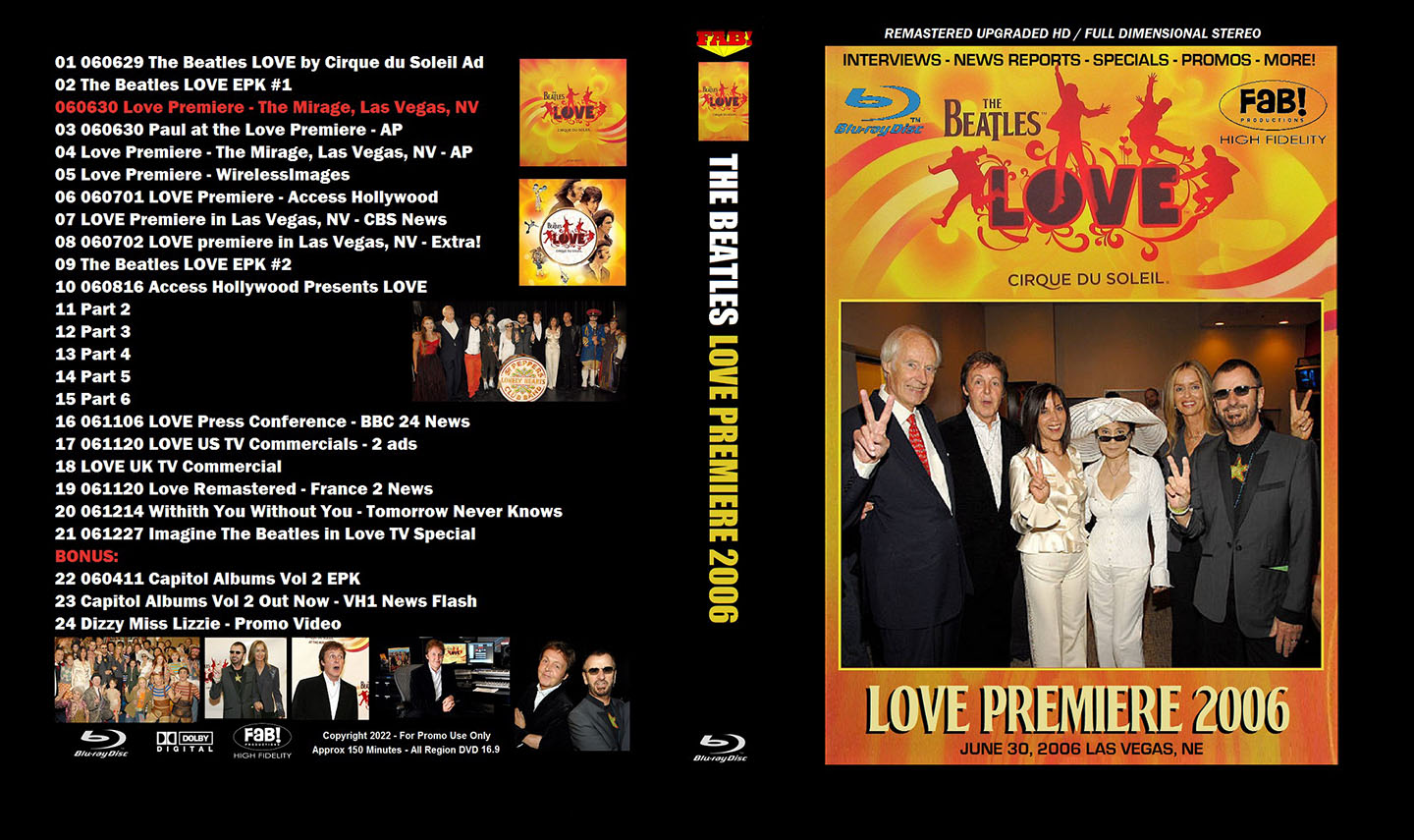 BEATLES DVD - LOVE PREMIERE BLU-RAY