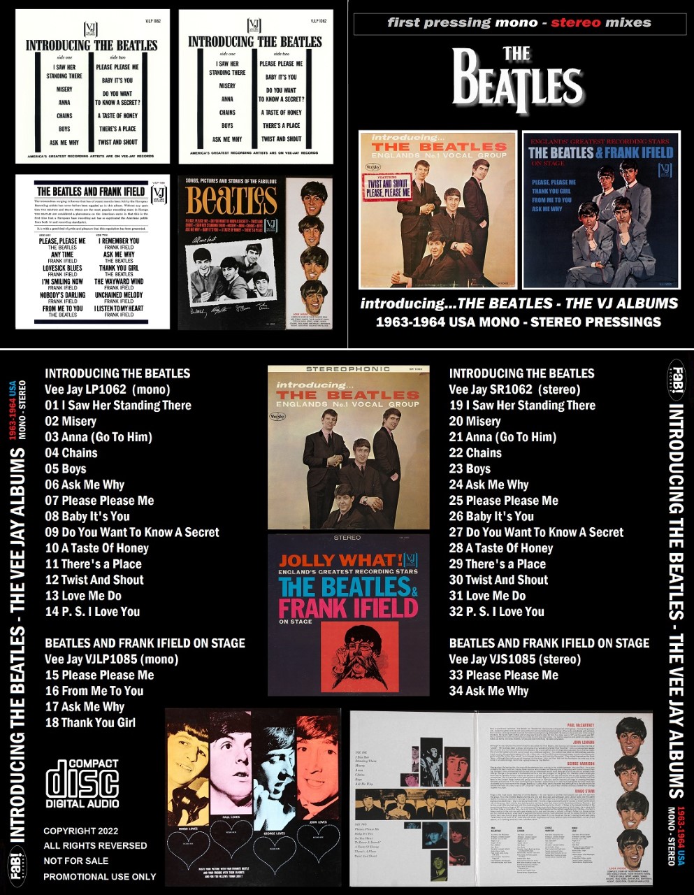 BEATLES CD - INTRODUCING THE BEATLES - THE VJ ALBUMS USA MONO-STEREO VINYL