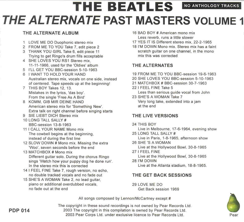Beatles Past Masters Vol 1