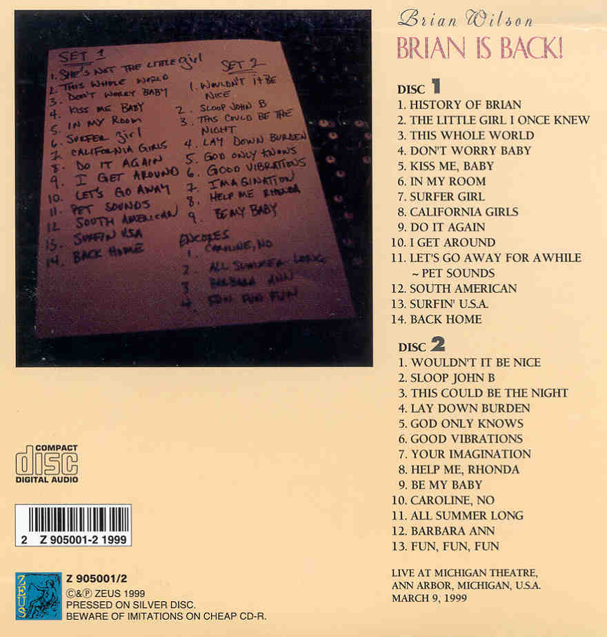 Brian Wilson (2/Cd) Brian Is Back
